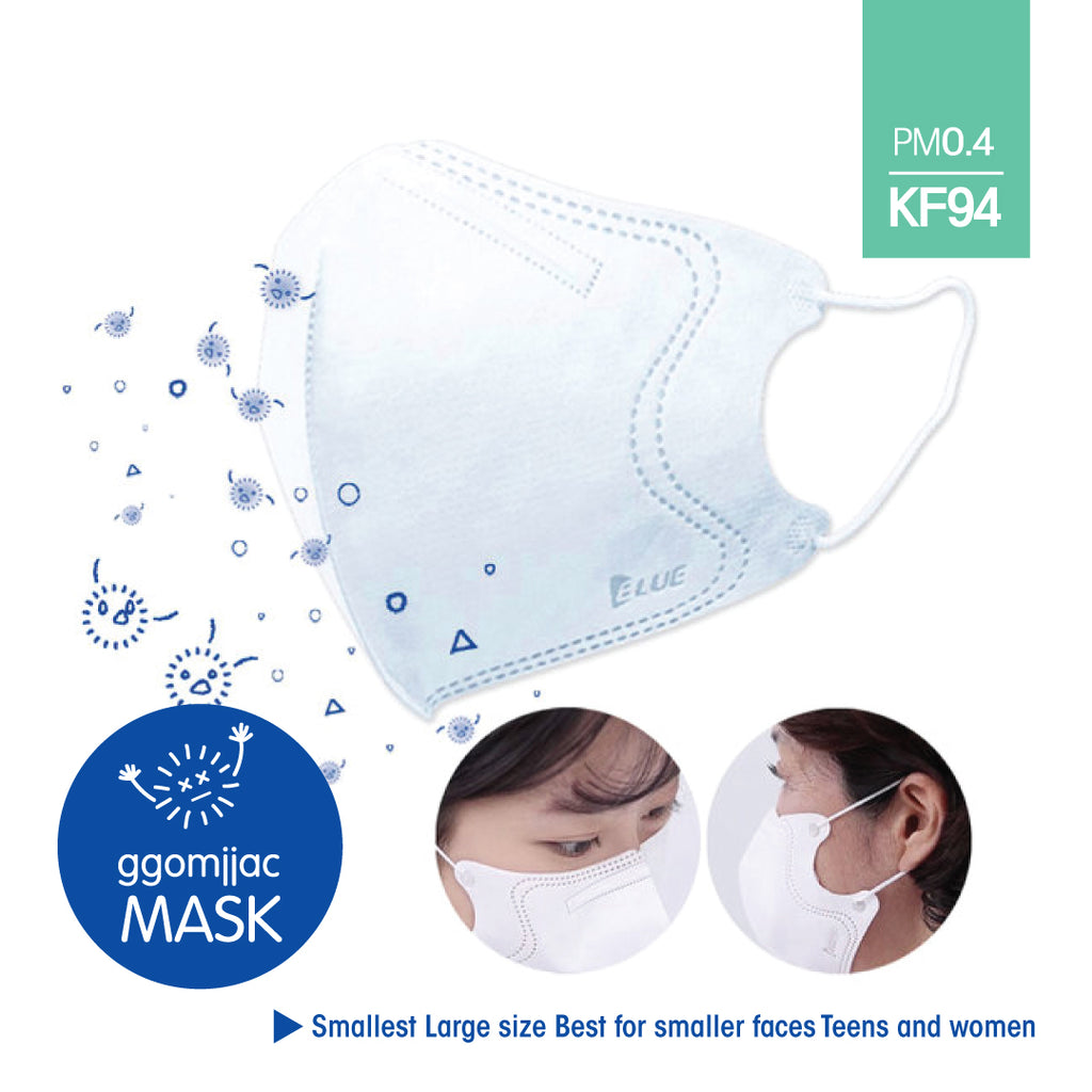 Blue KF94 2D Mask GGOMJJACK Limited Edition (Large White) – Be Healthy